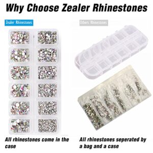 4200 Pieces Flat Back AB Rhinestones for Craft, Round Crystal Gems Stickers for Clothes, 1.5 mm - 4.8 mm, 6 Sizes