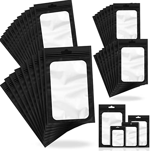 120 Pieces Smell Proof Bags Mylar Bags Aluminum Metallic Foil Bag for Food Storage, Packaging Products, Smell Proof Bags, 4 Sizes(Black)