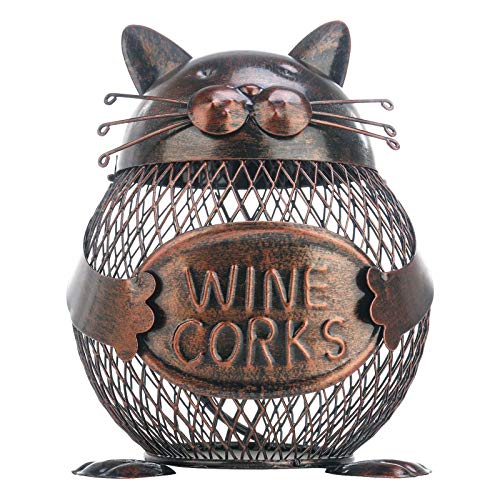 Too-arts Practical Kitten Wine Cork Container Iron Piggy Bank Handcraft Home Decoration Gift