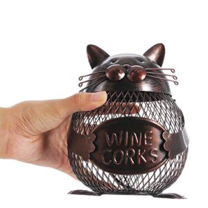 Too-arts Practical Kitten Wine Cork Container Iron Piggy Bank Handcraft Home Decoration Gift