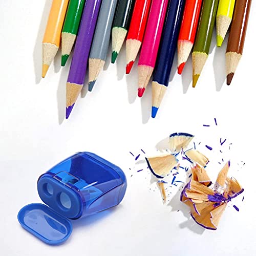 Pencil Sharpeners, 4 Pcs Pencil Sharpener Manual Double Holes Pencil Sharpener with Lid Colored Pencil Sharpener for Kids, Portable Compact Pencil Sharpeners for School Office Home Art Supply