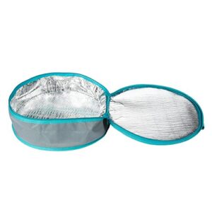 Insulated Round Thermal Casserole Food Carrier for Lunch, Lasagna, Potluck, Picnics, Vacations - Teal and Grey