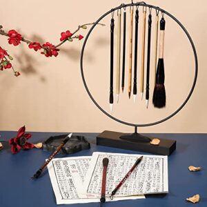 12 Pieces Chinese Calligraphy Brushes Painting Writing Brushes Watercolor Brushes Set Kanji Japanese Sumi Painting Drawing Brushes Kanji Art Brushes with Roll-up Brush Holder