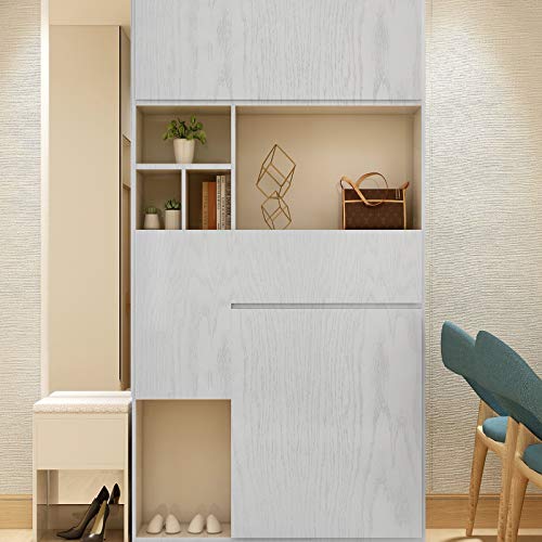 Homease White Wood Grain Contact Paper 24 x 196 in, Self-Adhesive Wallpaper Peel and Stick Removable Decorative Wall Covering Vinyl Film for Shelf Liner Furniture Kitchen Cabinet Countertop Drawer