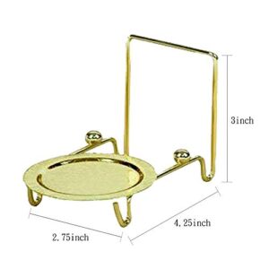 HOHIYA 6pc Cup and Saucer Display Stand Tea Holder Rack for China Teacup Coffee Mug Organizer Etched Base Gold