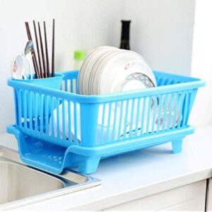 IndiaBigShop 3 in 1 Large Sink Set Dish Rack Drainer Drying Rack Washing Basket with Tray for Kitchen, Dish Rack Organizers, Utensil Drying Rack, Plastic Dish Rack, Small Dish Rack - 44 cm