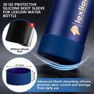 lexlion Water Bottle 32 Oz, Triple Walled Insulated Stainless Steel Reusable, Wide Mouth, Fruit Diffuser-Thermal Leaf Infuser , Silicone Sleeve&Cleaning Brush, 3 Lids Leak Proof, Metal Mug gallon