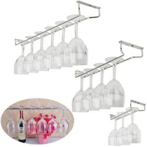 Fangfang Stainless Steel Wine Glass Hanger Rack, Wall Mounted Wine Rack,Under Cabinet Stemware Rack (21 Inch)