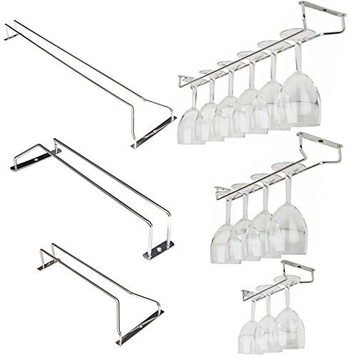 Fangfang Stainless Steel Wine Glass Hanger Rack, Wall Mounted Wine Rack,Under Cabinet Stemware Rack (21 Inch)