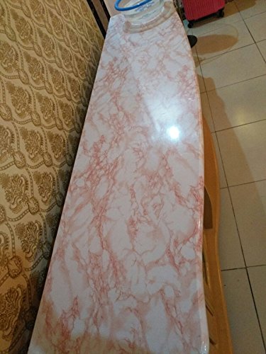 Moyishi Red Granite Look Marble Gloss Film Vinyl Self Adhesive Counter Top Peel and Stick Wall Decal 24''x79''