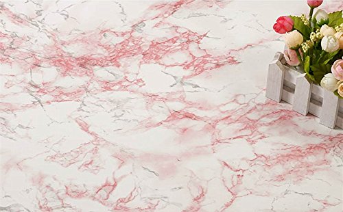 Moyishi Red Granite Look Marble Gloss Film Vinyl Self Adhesive Counter Top Peel and Stick Wall Decal 24''x79''