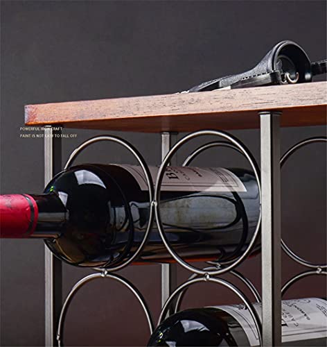 Fadak Wine Rack with Glass Stand, Countertop Wine Rack, Wooden Wine Rack with Trays, Perfect Home Decor & Kitchen Storage Rack, etc.(Accommodates 6 Bottles and 2 Glasses) (B)