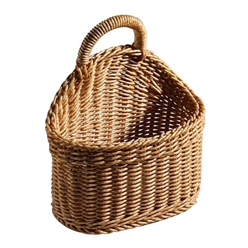 Ochine 1 Pack Hanging Basket Woven Wall Baskets Hanging Storage Basket Woven Shelf Basket Storage Bin Plant Basket Small Woven Storage Basket with Handle Decorative Basket for Home Office Organizing