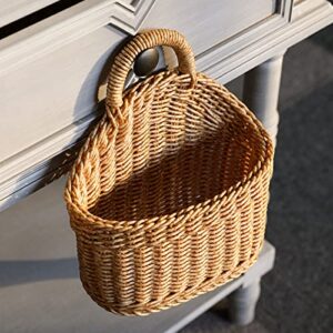 Ochine 1 Pack Hanging Basket Woven Wall Baskets Hanging Storage Basket Woven Shelf Basket Storage Bin Plant Basket Small Woven Storage Basket with Handle Decorative Basket for Home Office Organizing