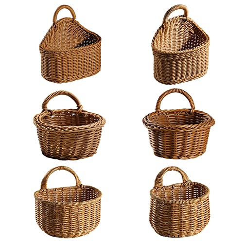 Ochine 1 Pack Hanging Basket Woven Wall Baskets Hanging Storage Basket Woven Shelf Basket Storage Bin Plant Basket Small Woven Storage Basket with Handle Decorative Basket for Home Office Organizing