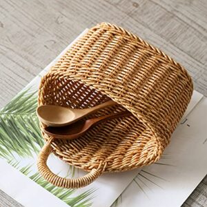 Ochine 1 Pack Hanging Basket Woven Wall Baskets Hanging Storage Basket Woven Shelf Basket Storage Bin Plant Basket Small Woven Storage Basket with Handle Decorative Basket for Home Office Organizing