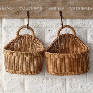 Ochine 1 Pack Hanging Basket Woven Wall Baskets Hanging Storage Basket Woven Shelf Basket Storage Bin Plant Basket Small Woven Storage Basket with Handle Decorative Basket for Home Office Organizing