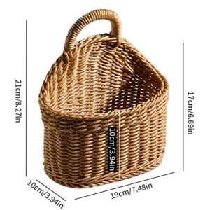 Ochine 1 Pack Hanging Basket Woven Wall Baskets Hanging Storage Basket Woven Shelf Basket Storage Bin Plant Basket Small Woven Storage Basket with Handle Decorative Basket for Home Office Organizing