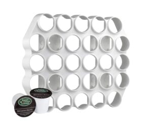 storage theory peel and stick plastic cafe wall caddy white – kcups holder wall mount with 28 capacity single serve coffee or tea pod wall display