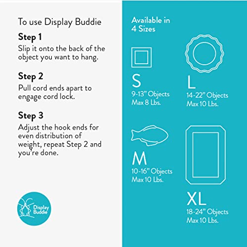 Display Buddie Medium Adjustable Plate Hanger for Plates, Platters, Bowls & Other Objects 10-16" Overall, and up to 10 lbs.