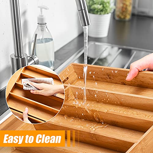 Bellsal Kitchen Drawer Organizer Silverware Tray for Drawer Silverware Utensil Cutlery Flatware Organizer Holder for Kitchen Drawer 7 Compartment