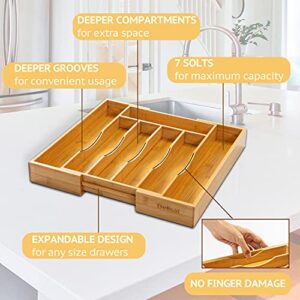 Bellsal Kitchen Drawer Organizer Silverware Tray for Drawer Silverware Utensil Cutlery Flatware Organizer Holder for Kitchen Drawer 7 Compartment