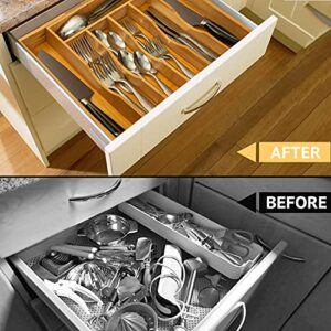 Bellsal Kitchen Drawer Organizer Silverware Tray for Drawer Silverware Utensil Cutlery Flatware Organizer Holder for Kitchen Drawer 7 Compartment