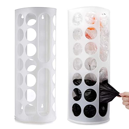 Lunies Plastic Bag Holder, Wall Mount Grocery Bag Dispenser, Trash Bag Storage Organizer, Large Capacity Kitchen Organizer for Plastic Bag (2 Packs)