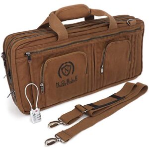 waxed canvas chef knife bag holds 19 knives plus knife steel meat cleaver and large storage compartments! our most durable professional line knife carrier includes custom padlock! (bag only) (khaki)