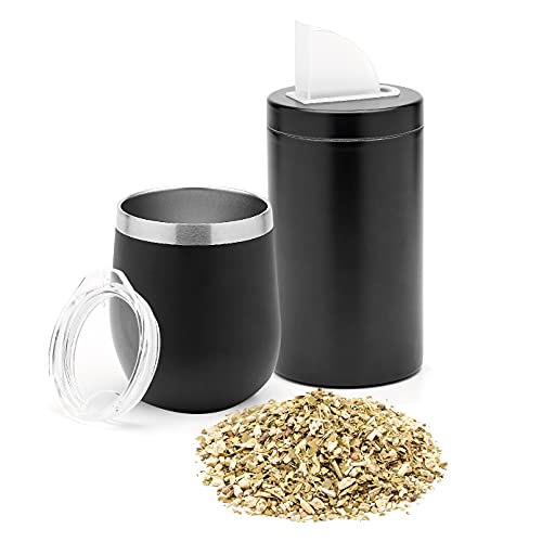 BALIBETOV Mate Cup and Canister Set - 304 Stainless Steel Mate Gourd and Kitchen Canisters with Pouring Lids for Easy Filling - Practical Canister for Any Food Such Rice, Flour, Coffee or Sugar