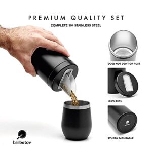 BALIBETOV Mate Cup and Canister Set - 304 Stainless Steel Mate Gourd and Kitchen Canisters with Pouring Lids for Easy Filling - Practical Canister for Any Food Such Rice, Flour, Coffee or Sugar