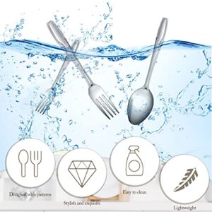 100 Pieces Forks and Spoons Silverware Set Stainless Steel Flatware Cutlery Set Dinner Forks and Spoons Mirror Polished Dishwasher Safe Utensil for Kitchen Restaurant or Home