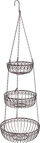 SimpleHouseware 3-Tier Fruit Hanging Basket, Bronze