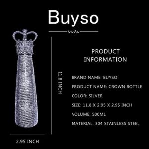 Luxury Diamond Water Bottle Bling Rhinestone Water Bottle Reusable Insulated Stainless Steel Bling Premium Aesthetic Gift (Princess, silver)