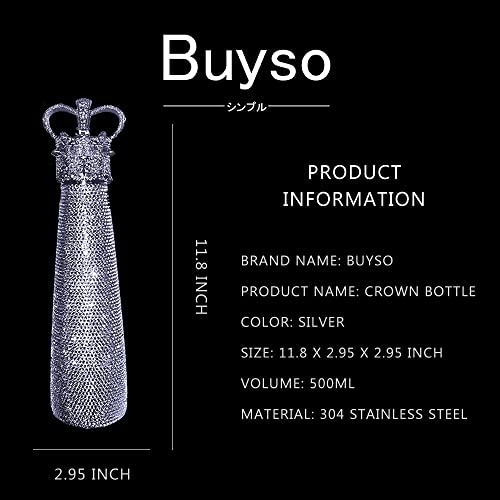 Luxury Diamond Water Bottle Bling Rhinestone Water Bottle Reusable Insulated Stainless Steel Bling Premium Aesthetic Gift (Princess, silver)