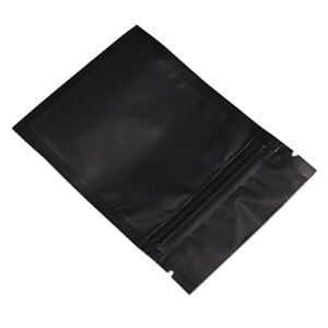 100Pcs Zipper Lock Self Seal Flat Pouch for Zip Aluminum Foil Lock Package Bag Matte Black Coffee Storage Mylar Bags Reclosable Heat Sealable Wedding Favor Candy Pouch 2.8x3.9 inch