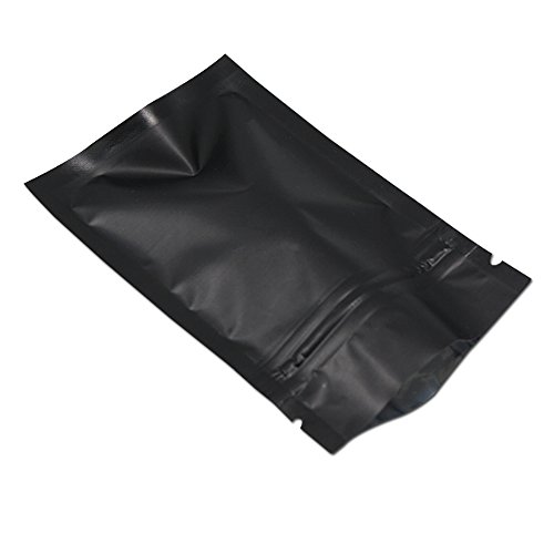 100Pcs Zipper Lock Self Seal Flat Pouch for Zip Aluminum Foil Lock Package Bag Matte Black Coffee Storage Mylar Bags Reclosable Heat Sealable Wedding Favor Candy Pouch 2.8x3.9 inch