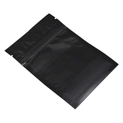 100Pcs Zipper Lock Self Seal Flat Pouch for Zip Aluminum Foil Lock Package Bag Matte Black Coffee Storage Mylar Bags Reclosable Heat Sealable Wedding Favor Candy Pouch 2.8x3.9 inch