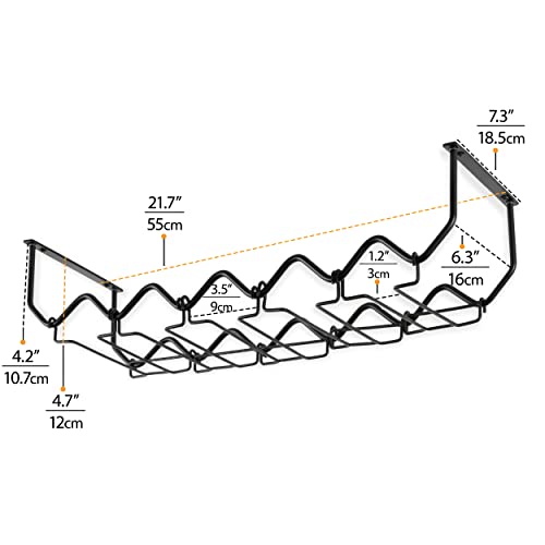 Wallniture Piccola Under Cabinet Wine Rack & Glasses Holder, Kitchen Organization with 6 Bottle Organizer Metal Black