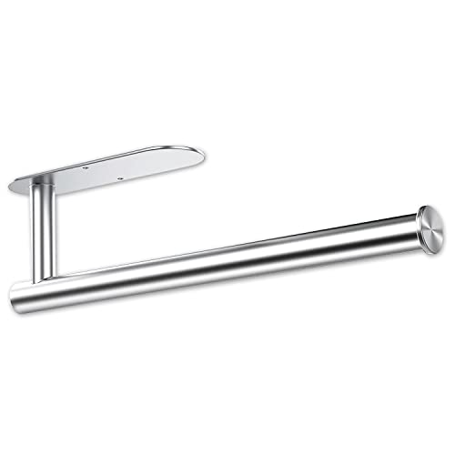 Paper Towel Holders, Paper Towel Holder Under Cabinet, Stainless Steel Paper Towel Holder Wall Mount for Kitchen, Bathroom, Paper Towel Rack with Self Adhesive and Screws, Both Available