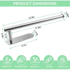 Paper Towel Holders, Paper Towel Holder Under Cabinet, Stainless Steel Paper Towel Holder Wall Mount for Kitchen, Bathroom, Paper Towel Rack with Self Adhesive and Screws, Both Available