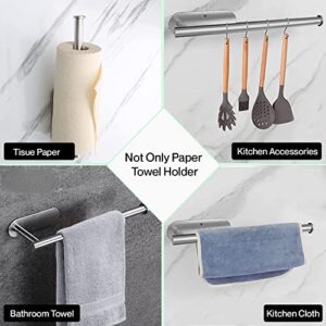 Paper Towel Holders, Paper Towel Holder Under Cabinet, Stainless Steel Paper Towel Holder Wall Mount for Kitchen, Bathroom, Paper Towel Rack with Self Adhesive and Screws, Both Available