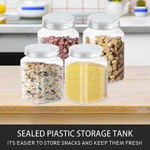 24 Ounce Clear Plastic Jars Storage Containers With Lids For Kitchen & Household Storage Airtight Container 3 PCS