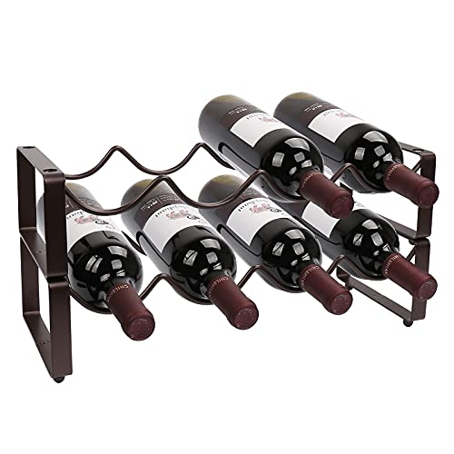 OBloved Metal 2 Tier Countertop Wine Rack, Wine Cabinet Counter Wine Rack Holder and Storage Wine Rack Stackable-Hold 8 Bottles