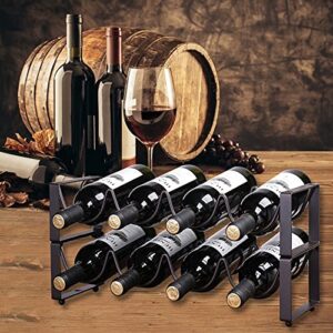 OBloved Metal 2 Tier Countertop Wine Rack, Wine Cabinet Counter Wine Rack Holder and Storage Wine Rack Stackable-Hold 8 Bottles