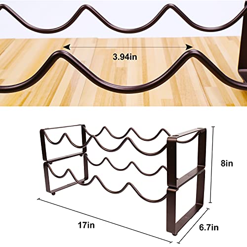 OBloved Metal 2 Tier Countertop Wine Rack, Wine Cabinet Counter Wine Rack Holder and Storage Wine Rack Stackable-Hold 8 Bottles