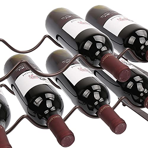 OBloved Metal 2 Tier Countertop Wine Rack, Wine Cabinet Counter Wine Rack Holder and Storage Wine Rack Stackable-Hold 8 Bottles