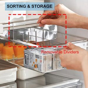 Yatmung Fridge Drawer organizer and storage clear box (with Removable Dividers), Adjustable fridge storage containers for Egg/Fruit/Vegetable/cheese, refrigerator organizer bins pull out drawer, 2-Pack