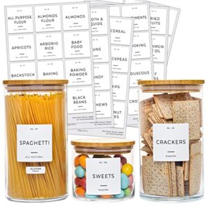 202 Kitchen Pantry Labels for Food Containers - Preprinted Stickers for Food Containers, Storage Bins, Jars and Canisters. Labels for Organizing Kitchen Pantry(with Permanent Pen and Position Guide)