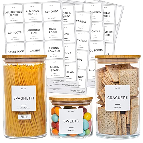 202 Kitchen Pantry Labels for Food Containers - Preprinted Stickers for Food Containers, Storage Bins, Jars and Canisters. Labels for Organizing Kitchen Pantry(with Permanent Pen and Position Guide)